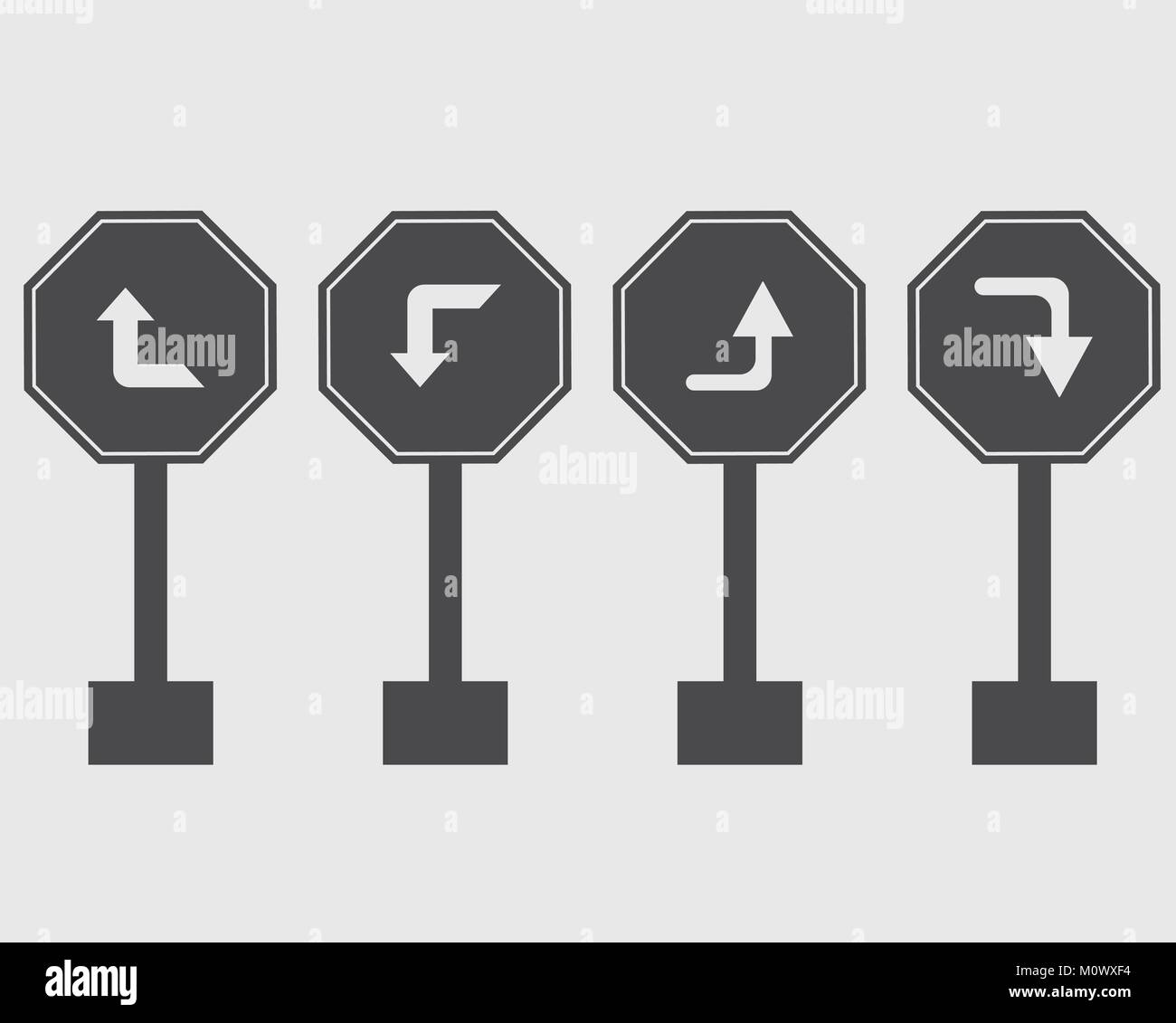 Left Right Turn Symbol Icon of Highway Stock Vector Image & Art - Alamy