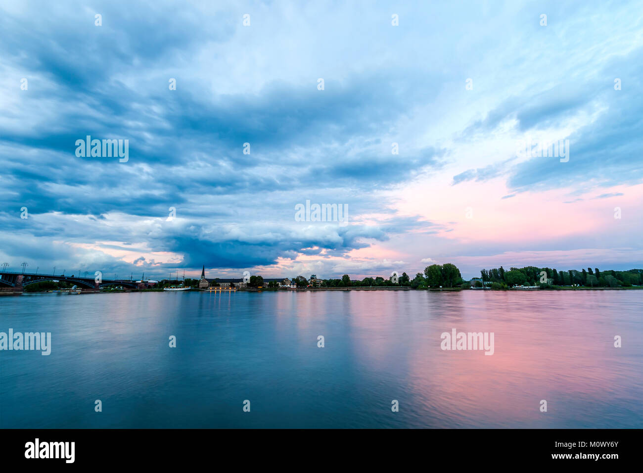 Beautiful sunset over the Rhein river in Mainz, Germany Stock Photo - Alamy