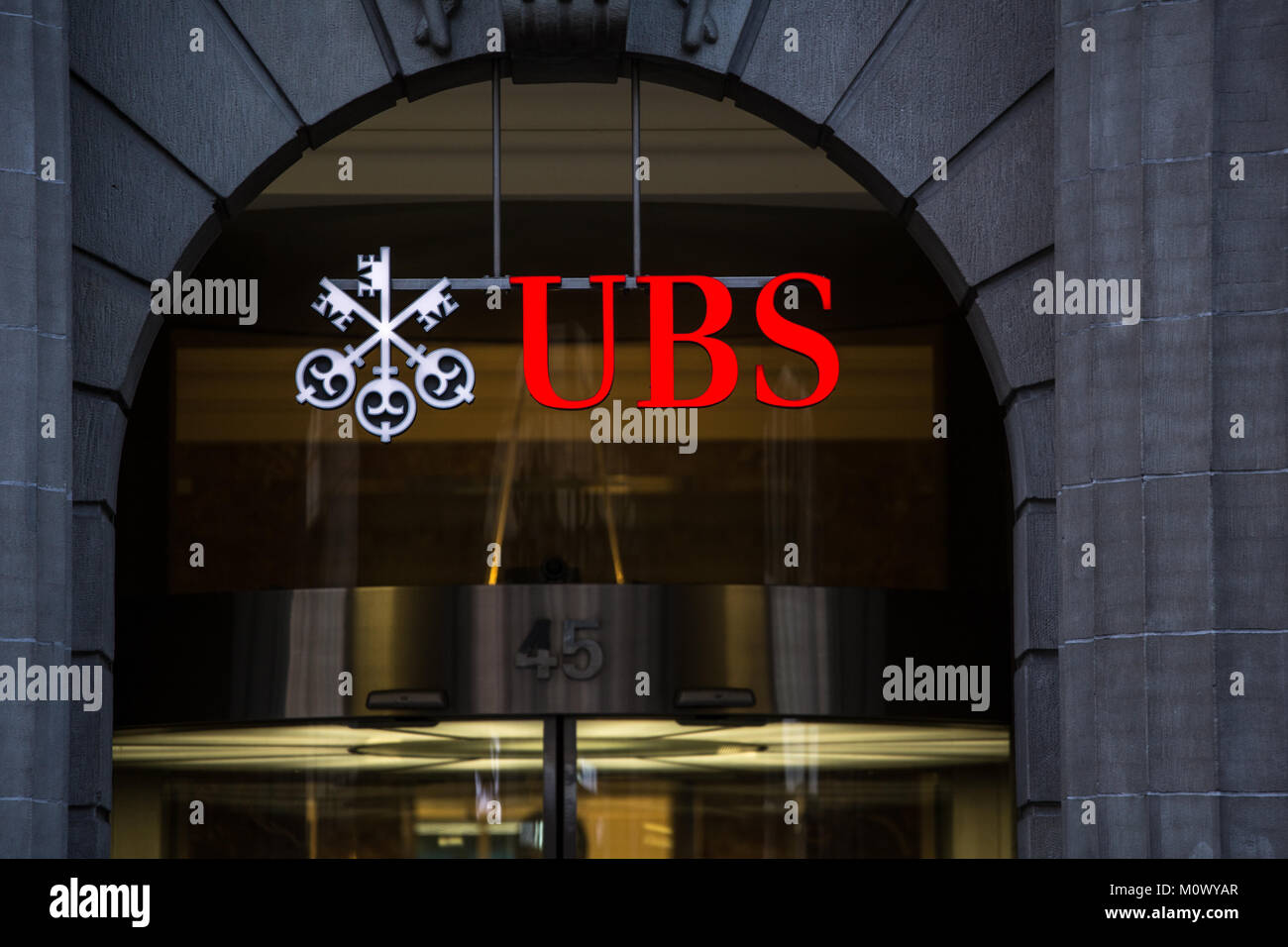 ZURICH, SWITZERLAND, 27 March 2014: UBS, Switzerland's largest bank ...