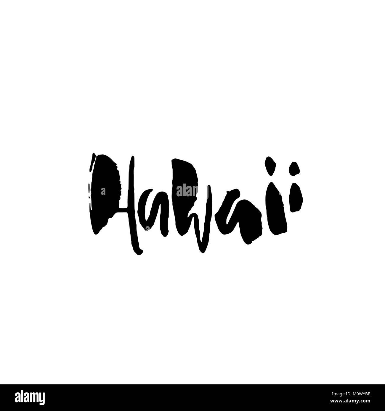 Hawaii. Modern dry brush lettering. Retro typography print. Vector ...