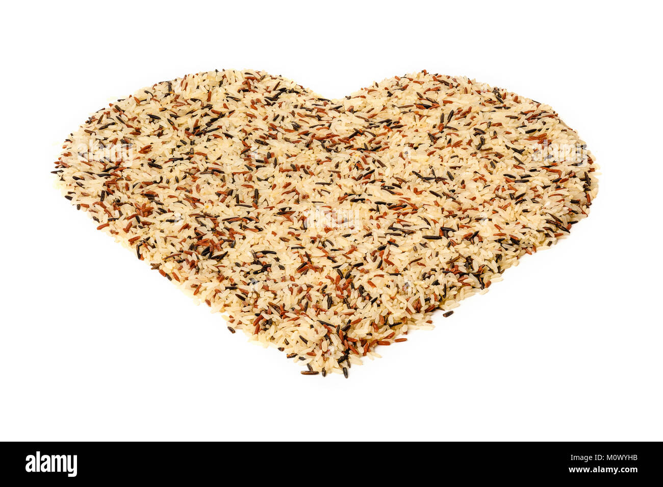 mixed rice, heart-shaped on white background Stock Photo - Alamy