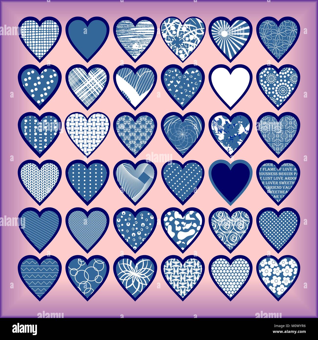 Blue hearts on a lilac background for St. Valentine s Day Stock Vector ...