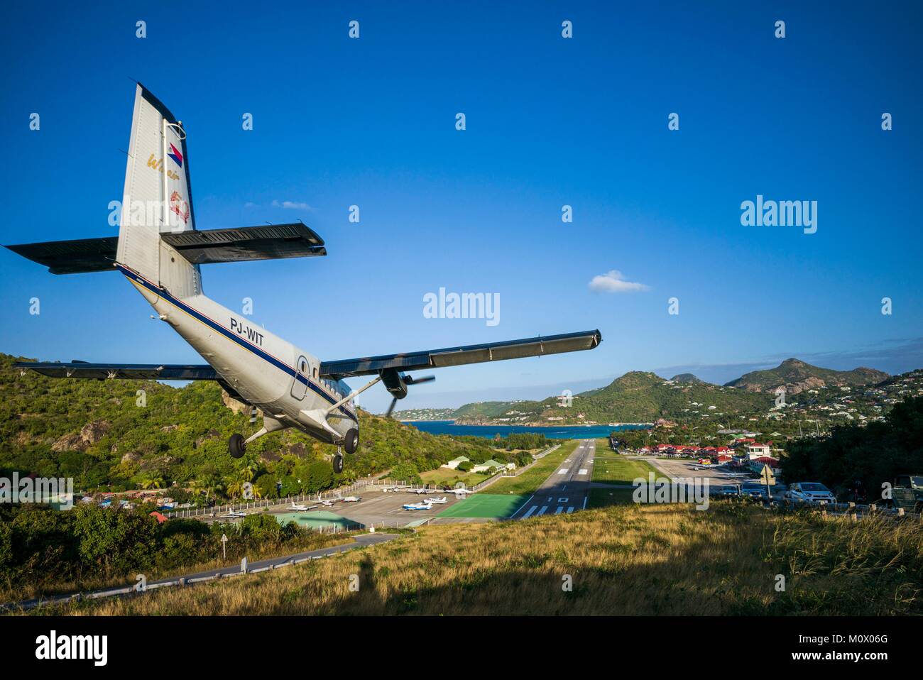 French West Indies,St-Barthelemy,Gustavia,aircraft landing at St ...