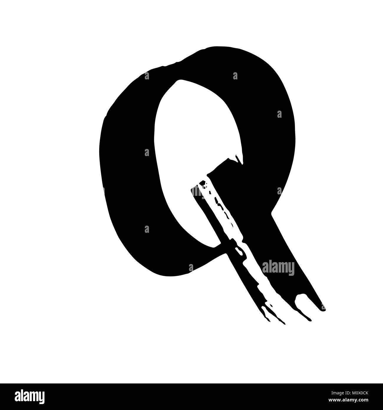 Letter Q. Handwritten by dry brush. Rough strokes font. Vector ...