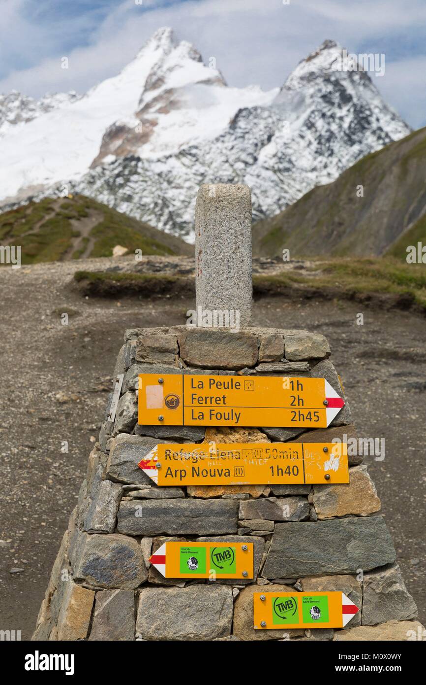 Italy,Valle d'Aosta,Courmayeur,Ferret valley,Grand Col Ferret between ...