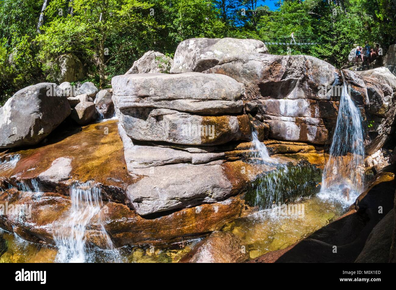 France,Corse du Sud,waterfalls and natural pools in the Aïtone forest ...