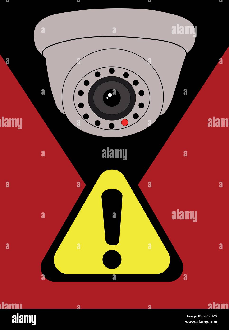 Design of surveillance camera icon with sign of warning. Technology for ...