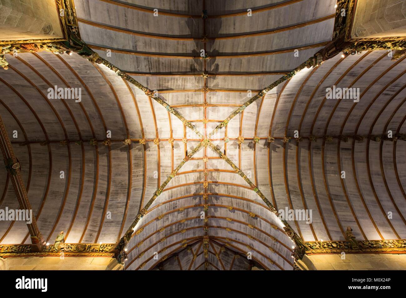 France,Finistere,parc Naturel Regional d'Armorique,Pleyben,the wooden vault of Saint Germain ...