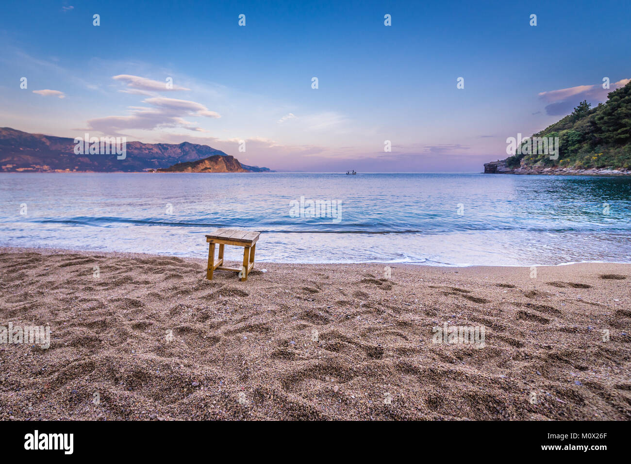 Mogren beach in Budva city on the Adriatic Sea coast in Montenegro ...
