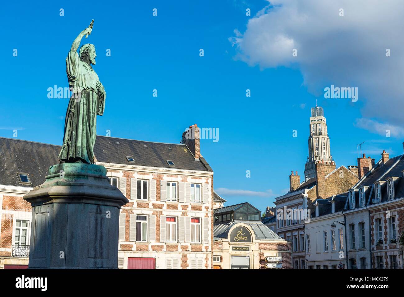 France,Somme,Amiens,Saint-Michel square,statue of Pierre l'Ermite by ...