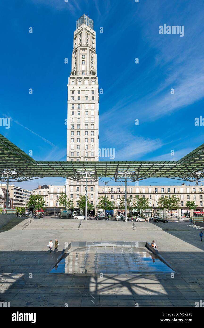 France,Somme,Amiens,Alphonse Fiquet square,Perret Tower made with ...