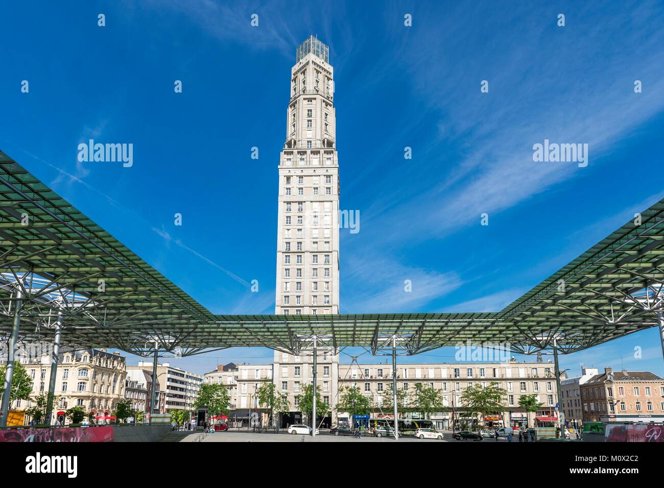 France,Somme,Amiens,Alphonse Fiquet square,Perret Tower made with ...
