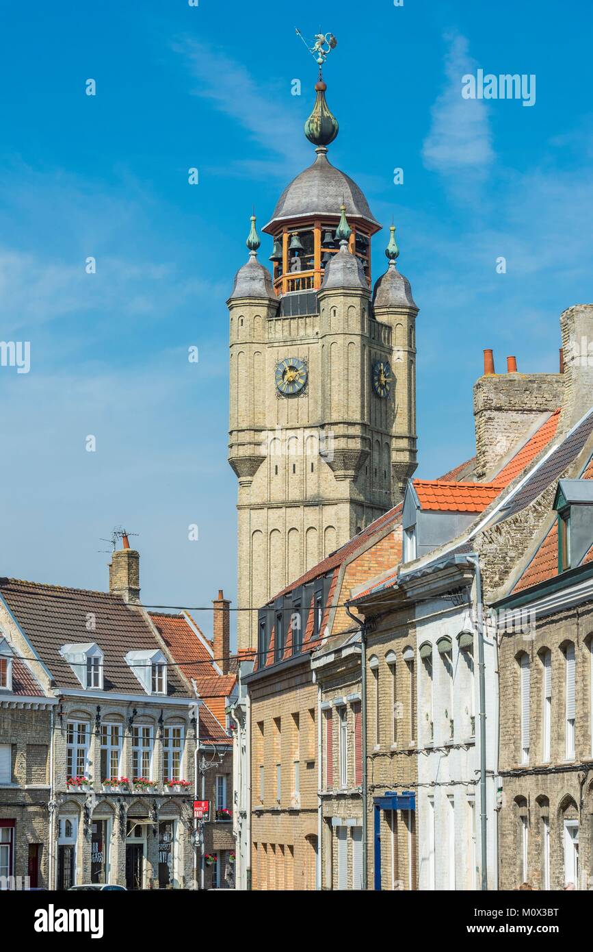 France,Nord,Bergues,the belfry of the 14th and 15th centuries is part ...