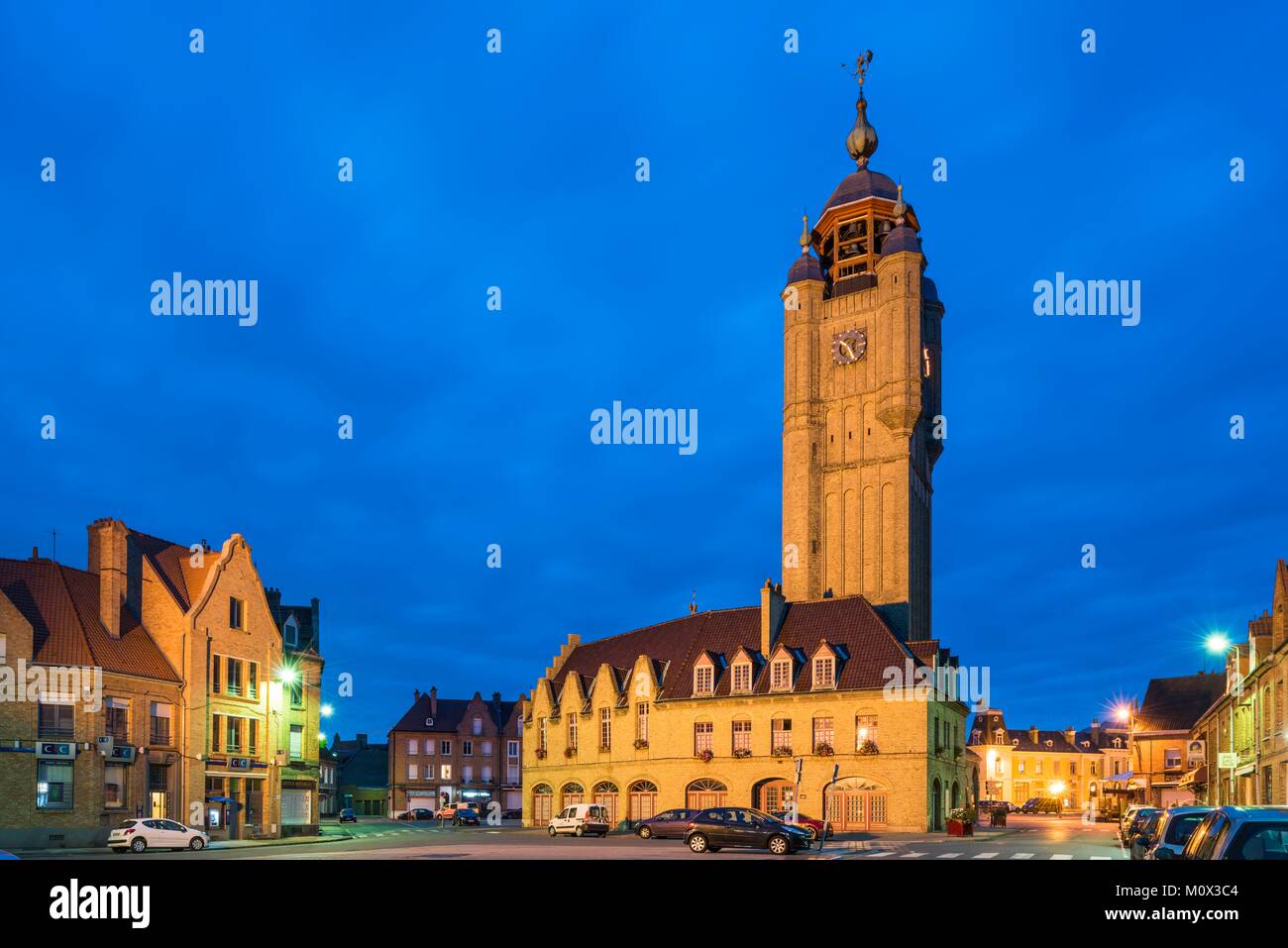 France,Nord,Bergues,the belfry of the 14th and 15th centuries is part ...