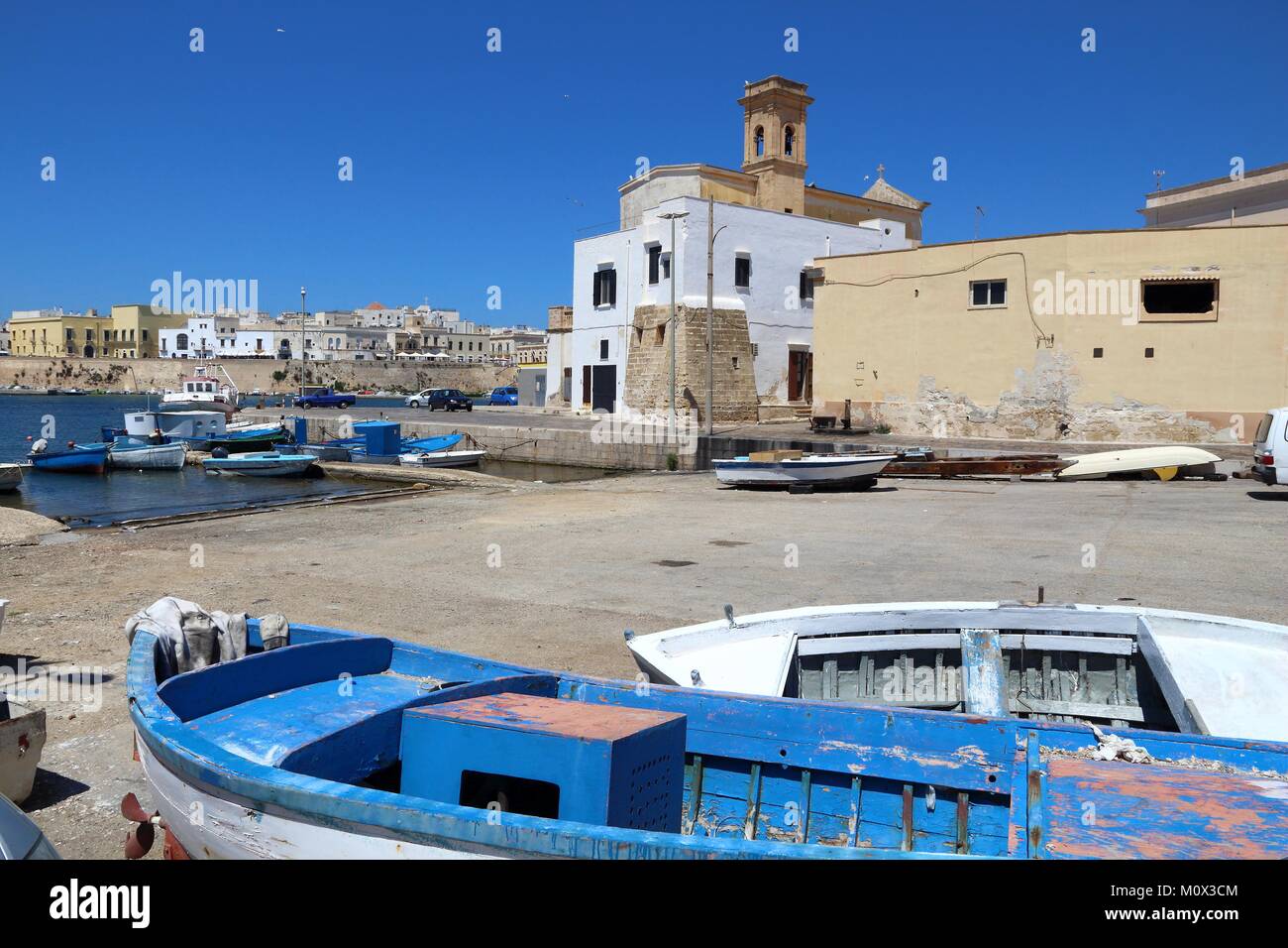 Gallipoli, town in Apulia, Italy. Boats in harbor Stock Photo - Alamy