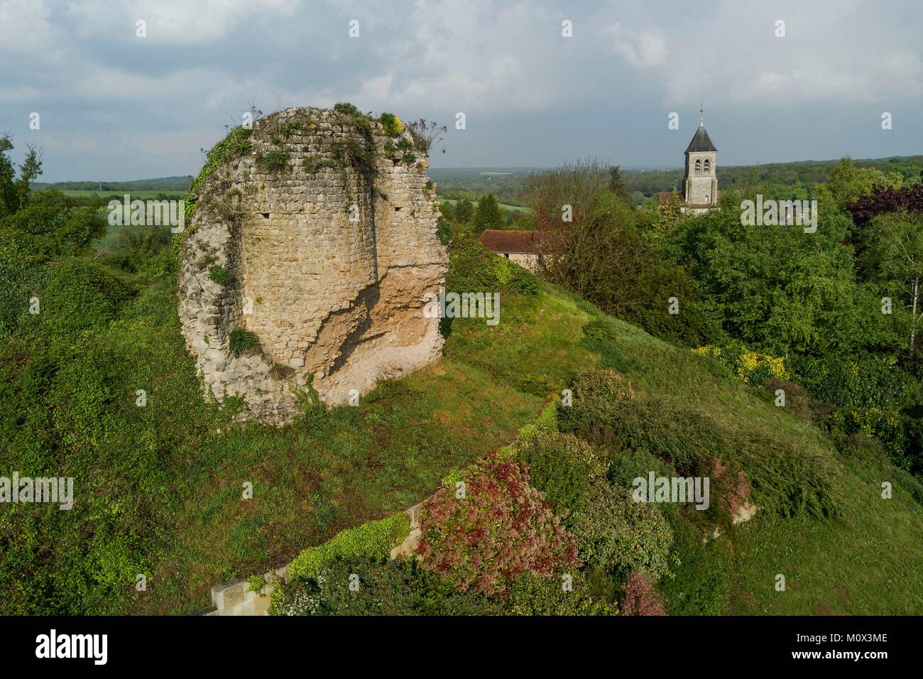 France,Yvelines,Montchauvet,ruins of the castle dungeon built in 1136 ...
