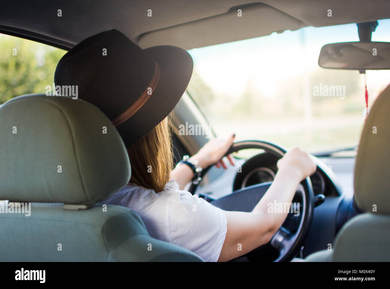 Woman women female lady interior inside car vehicle hi-res stock ...