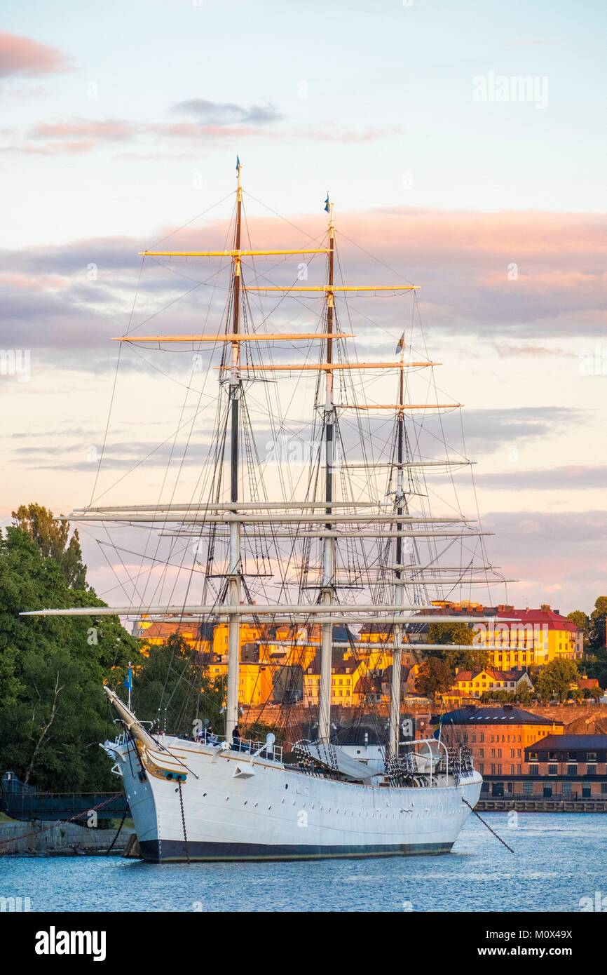 Sweden,Stockholm,Skeppsholmen Island with the Af Chapman three-masted ...