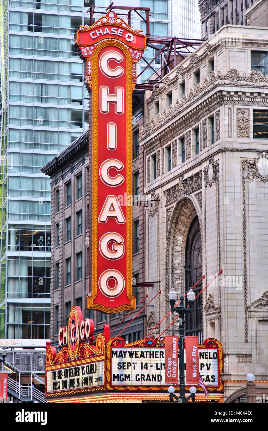 CHICAGO - JUNE 26: Chicago Theatre on June 26, 2013 in Chicago. Chicago ...