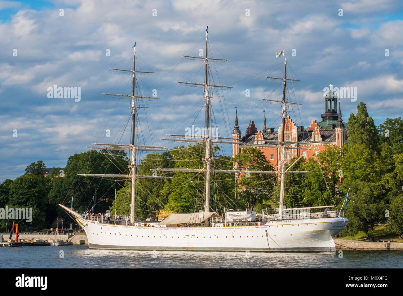 Sweden,Stockholm,Skeppsholmen Island with the three-masted Af Chapman ...