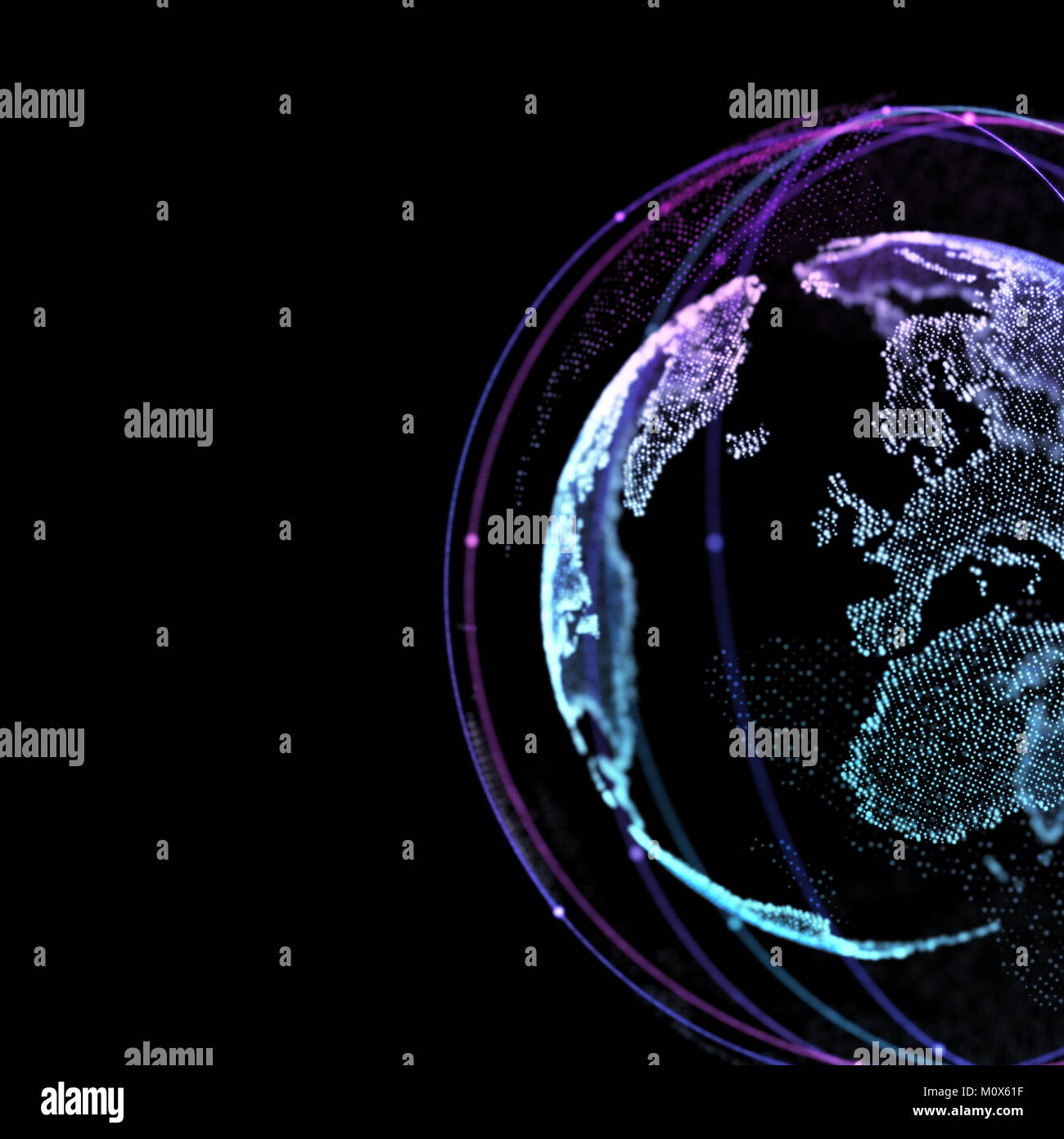 Communication in space satelitte. Connection lines Around Earth Globe ...