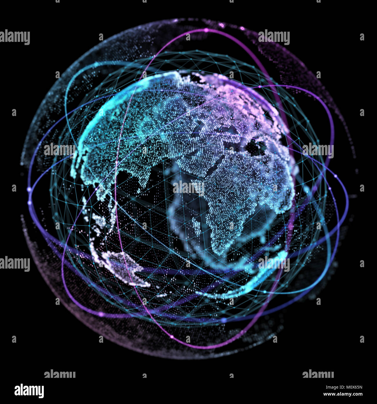 Point, line, surface composed of circular graphics, Global network ...