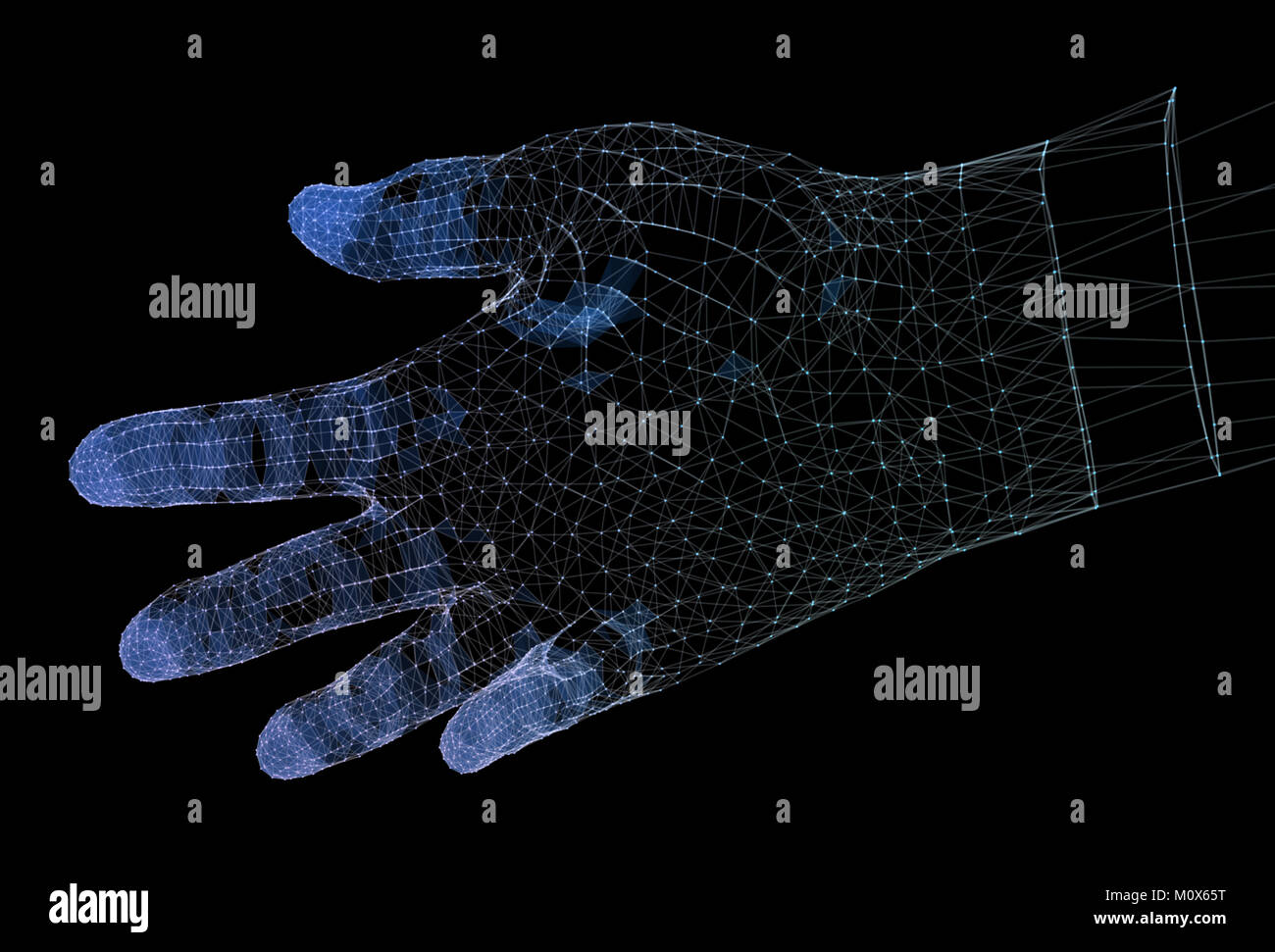 Hands network connections, sense of technology 3d illustration Stock ...