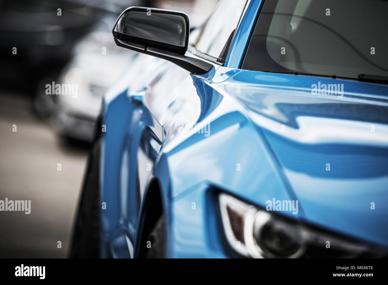 Brand New Car Body Paint. Fresh Blue Painted Vehicle Body After ...