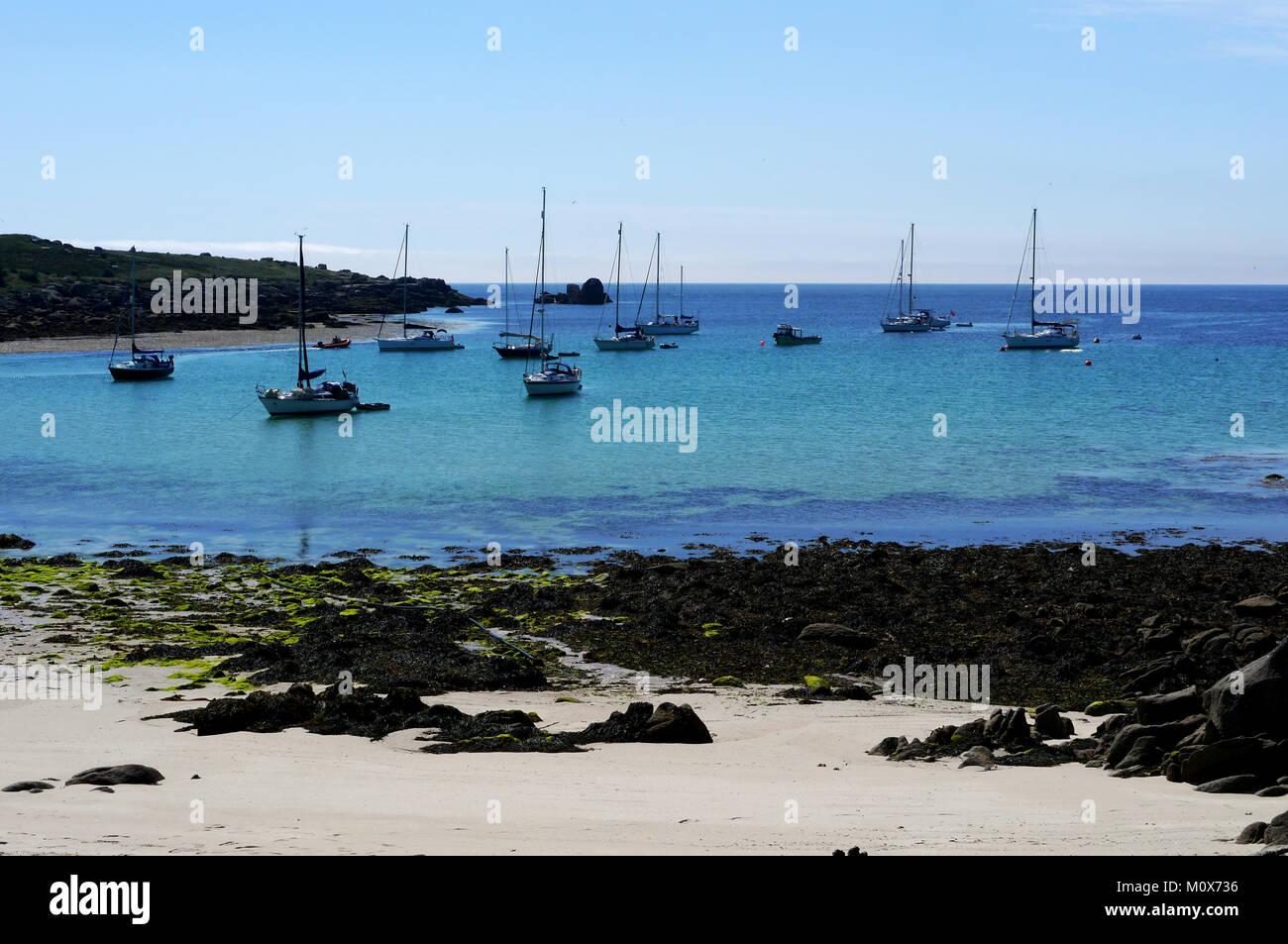 Sailing Boats Anchored in The Cove from (The Bar) a Sand & Shingle ...
