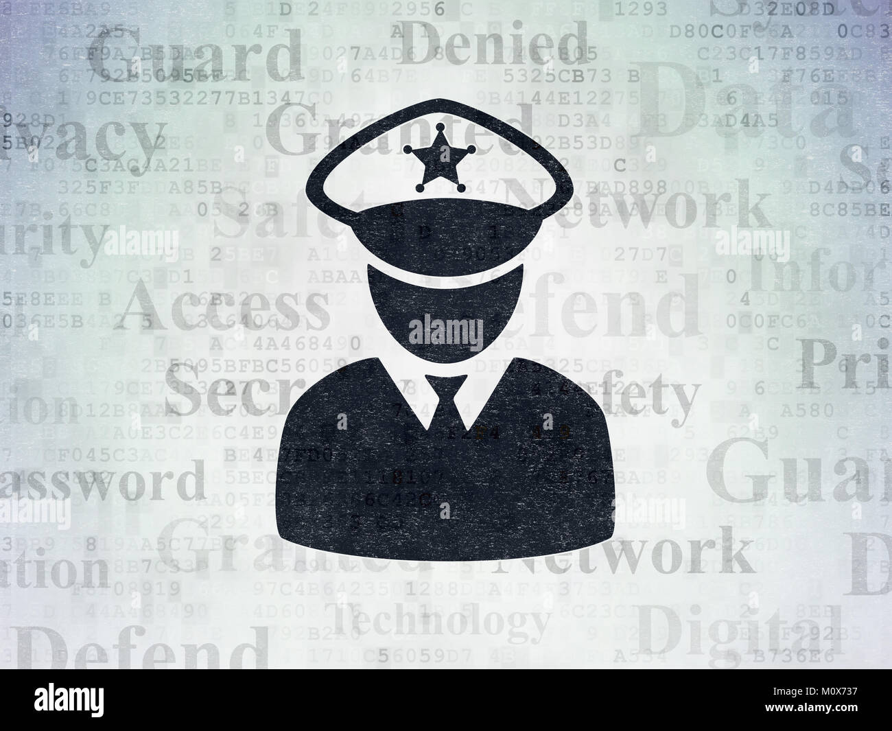 Privacy concept: Painted black Police icon on Digital Data Paper ...