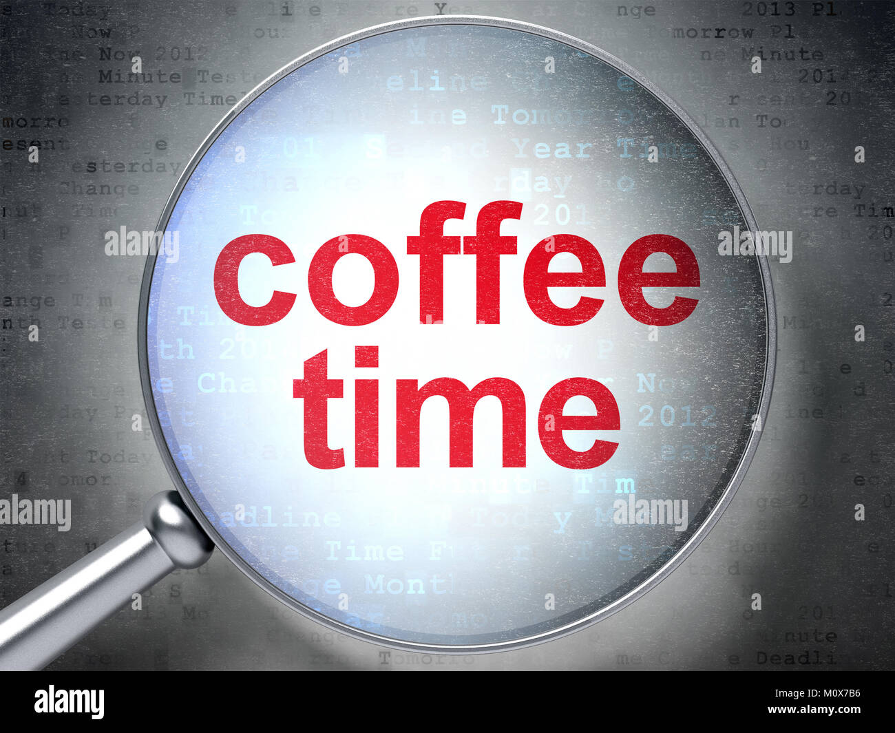 Timeline concept: magnifying optical glass with words Coffee Time on ...