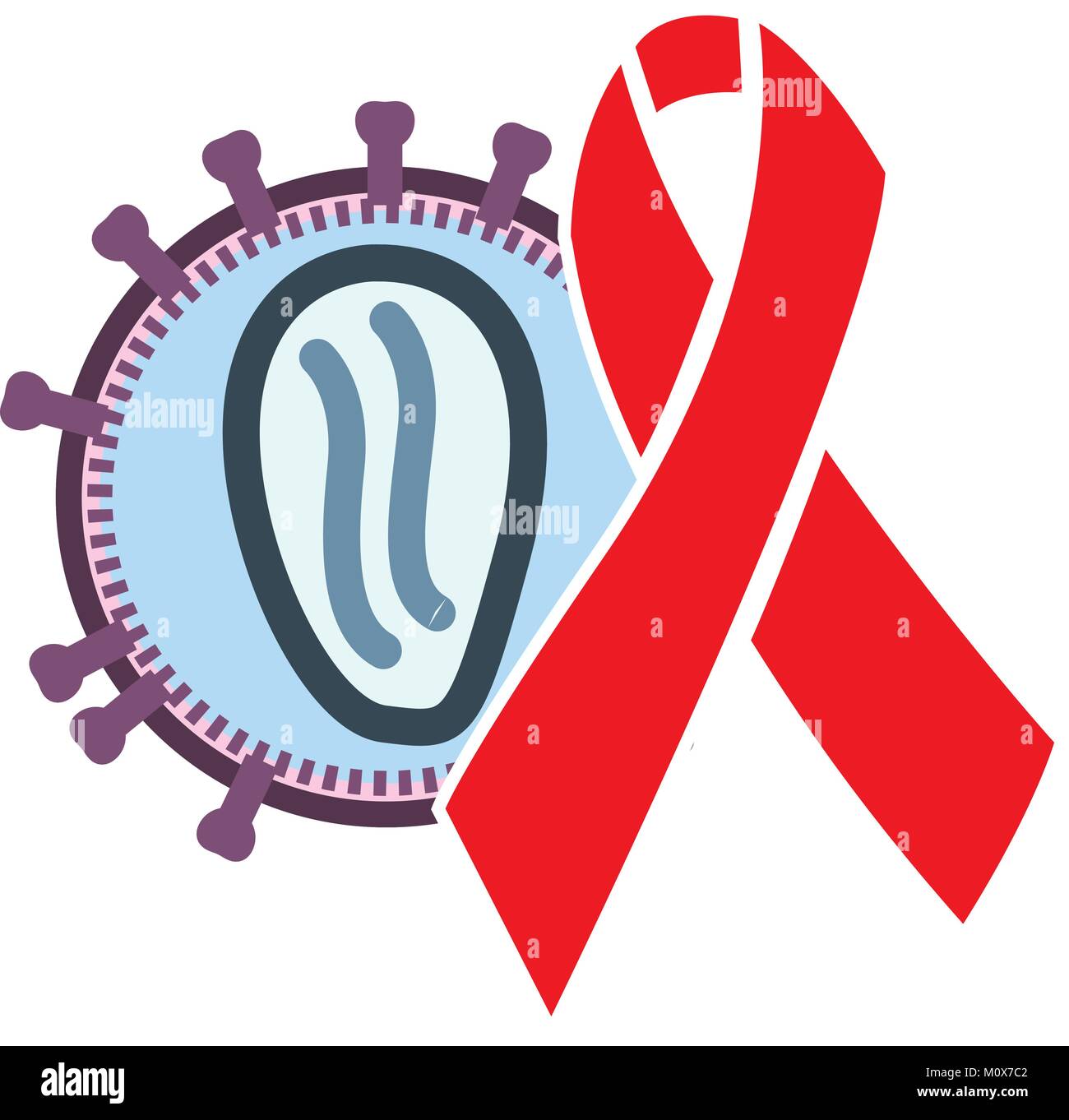HIV virus with AIDS awareness ribbon Stock Vector Image & Art - Alamy