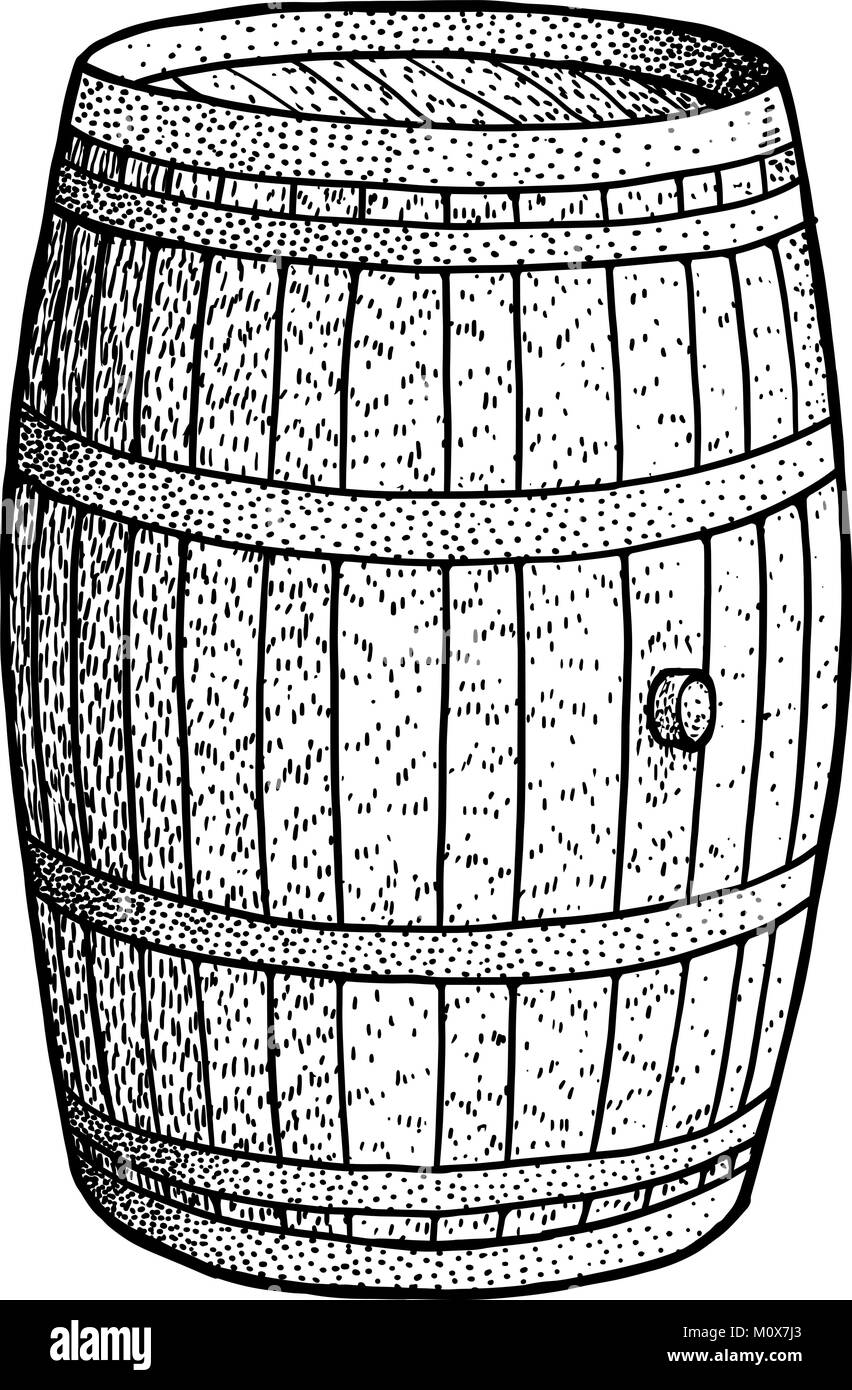 Wooden Barrel Drawing Wine Barrel Drawing Stock Illustrations