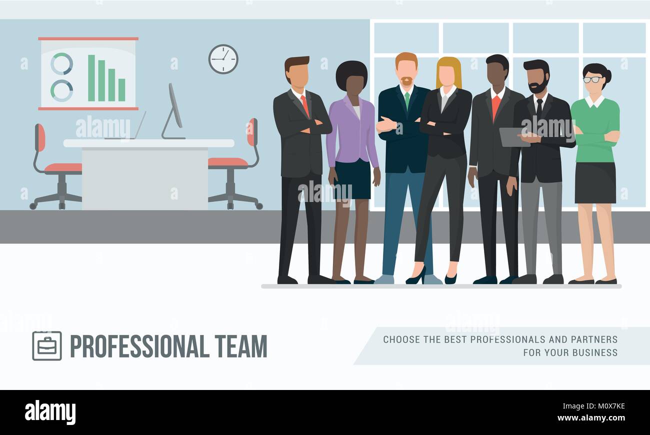Confident multi-ethnic business people posing together in the office ... Confident multi-ethnic business people posing together in the office ...