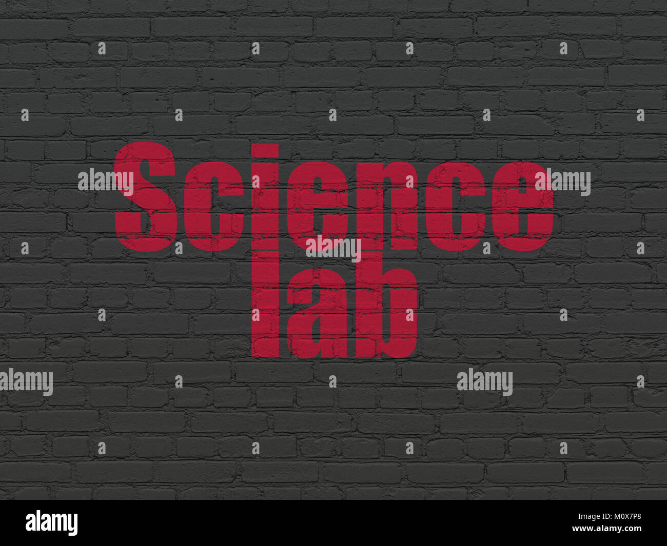 Science concept: Painted red text Science Lab on Black Brick wall ...
