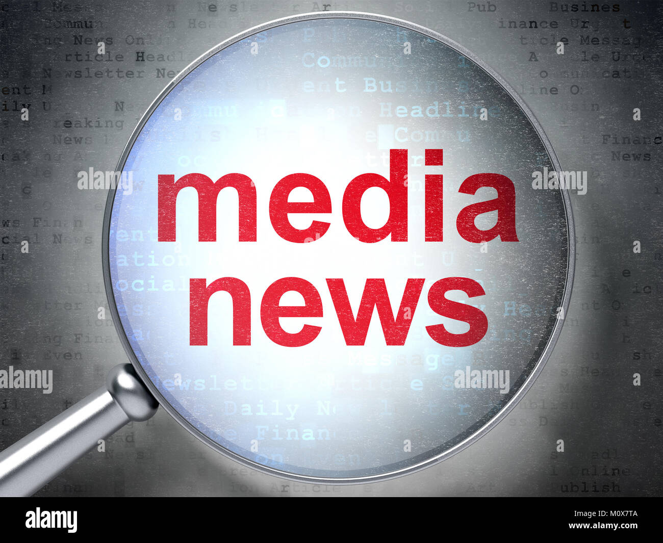 News concept: magnifying optical glass with words Media News on digital ...