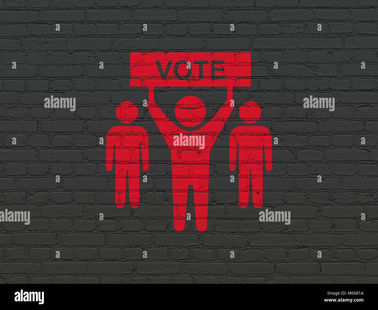 Politics concept: Painted red Election Campaign icon on Black Brick ...