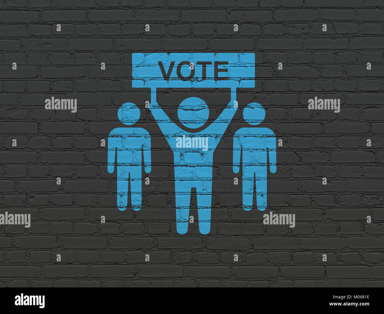 Politics concept: Painted blue Election Campaign icon on Black Brick ...