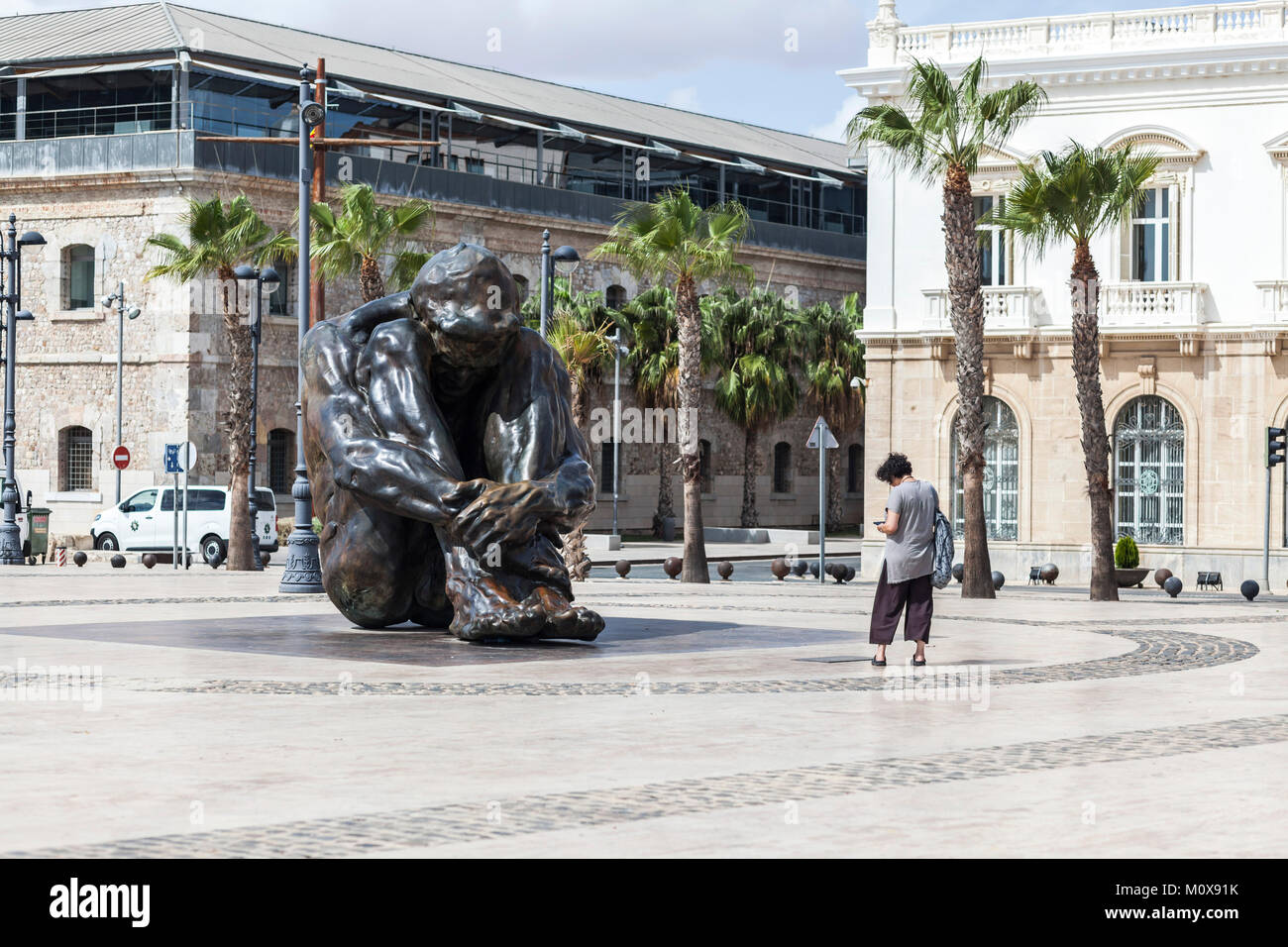 Urban art,sculpture in bronze, El Zulo by Victor Ochoa in port of ...
