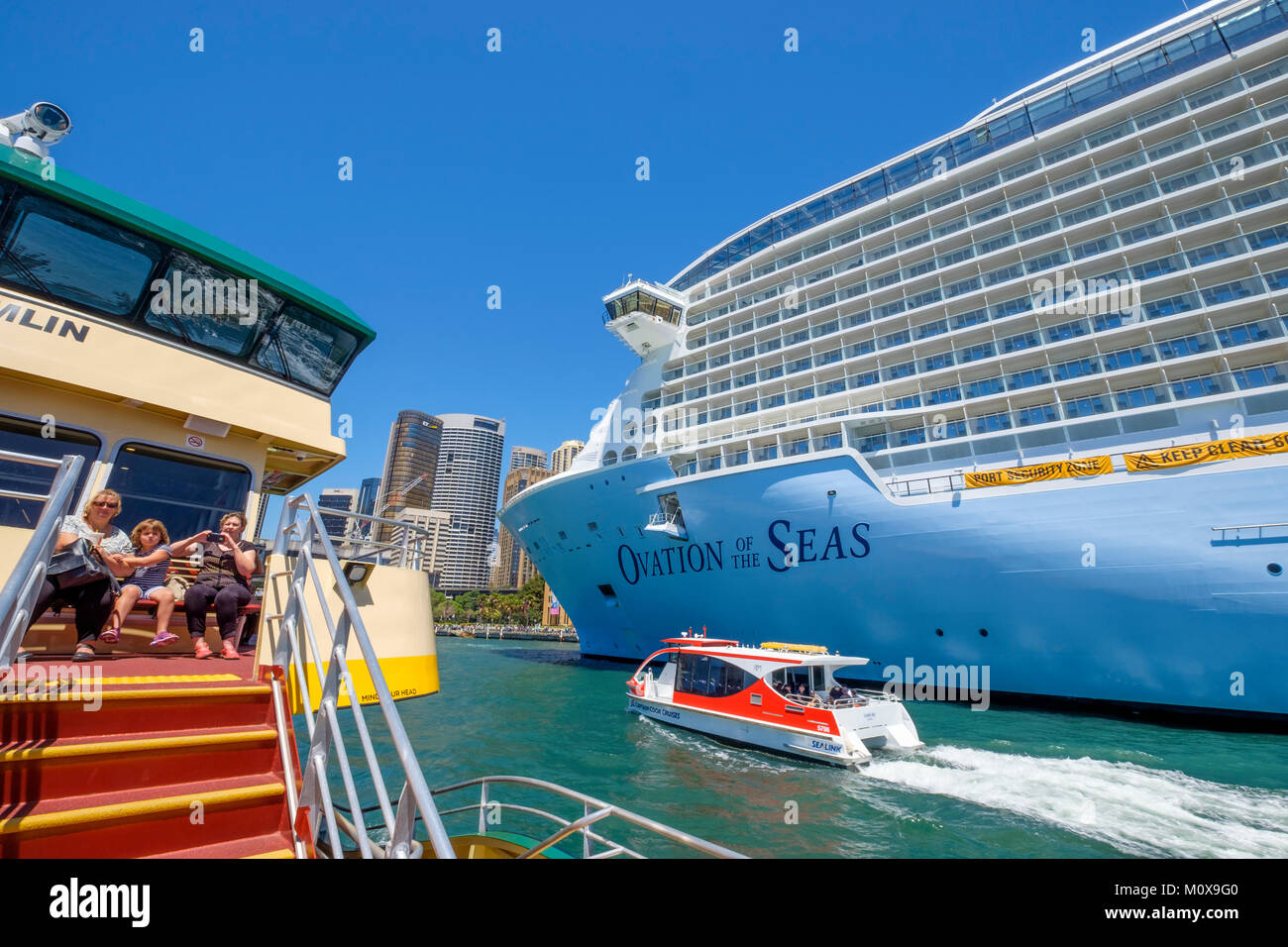 Sydney Ferry ride from Circular Quay. Passing Royal Caribbean's Ovation ...