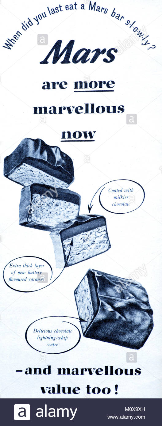 Mars chocolate vintage advertising 1949 Stock Photo - Alamy