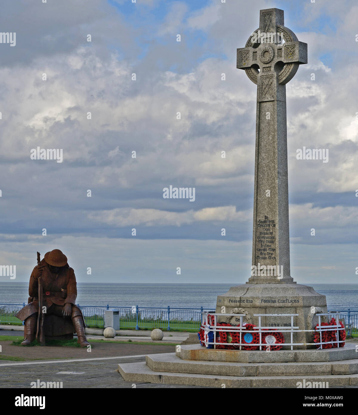 The Tommy statue by Ray Lonsdale and war memorial at Seaham Harbour ...