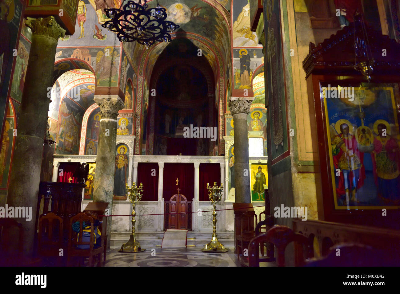 Inside Church of Panaghia Kapnikarea in the middle of Ermou street in ...
