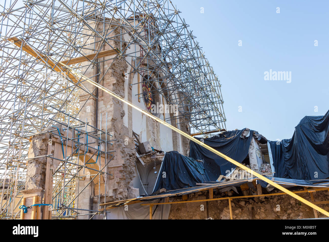 A country hit by the strong earthquake of magnitude 6.5 on 30 October 2016. Norcia, Umbria, in ...