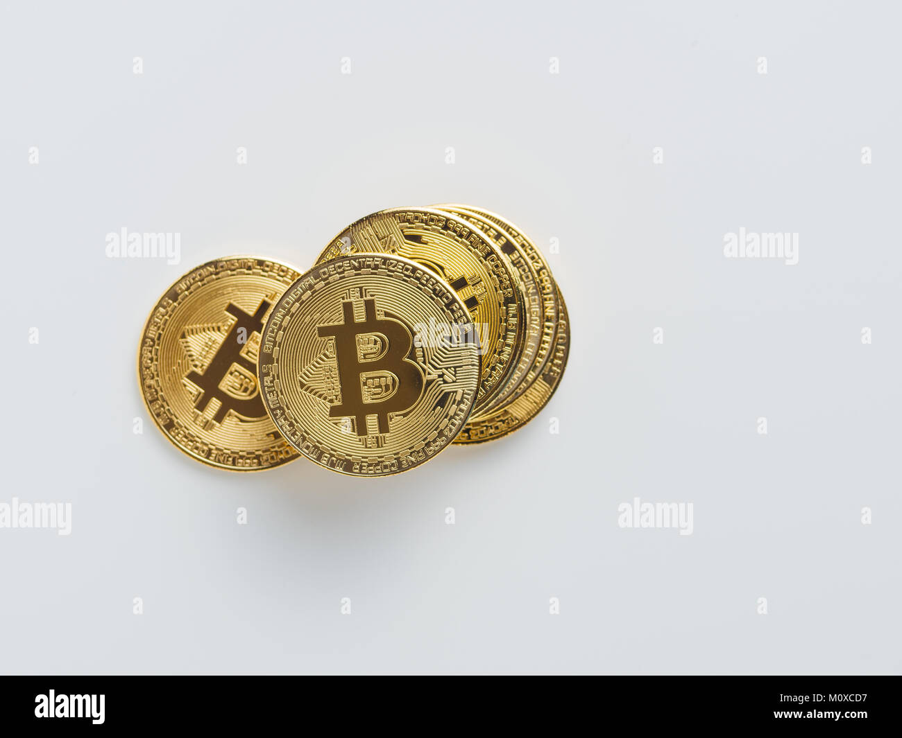 Bitcoin coin models isolated white background Stock Photo - Alamy