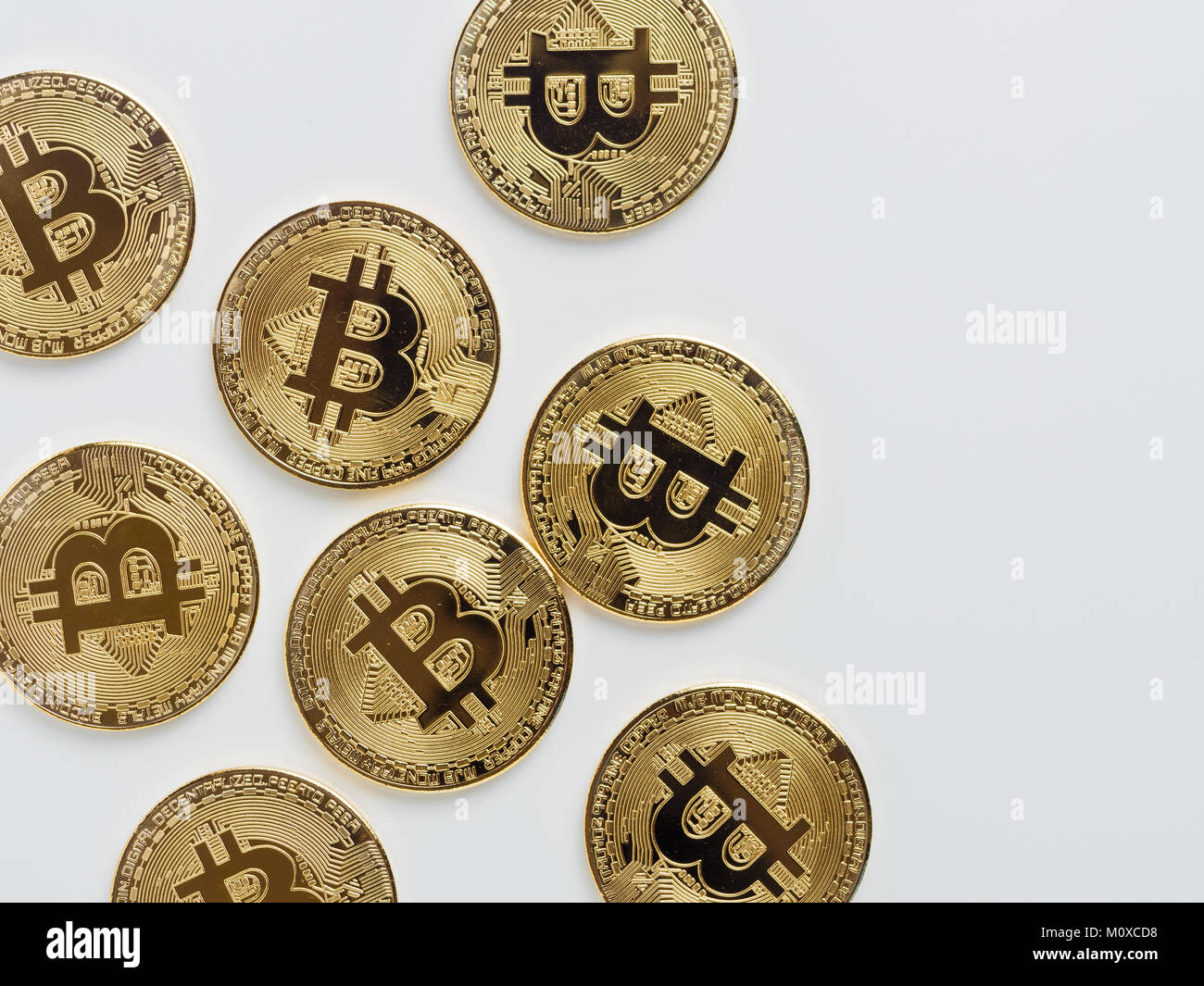 Bitcoin coin models isolated white background Stock Photo - Alamy
