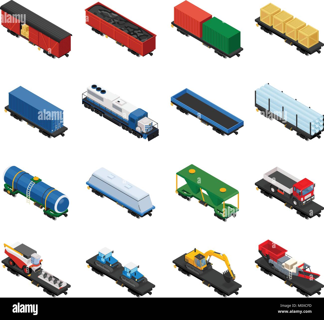 Isometric set of railway trains Stock Vector Image & Art - Alamy