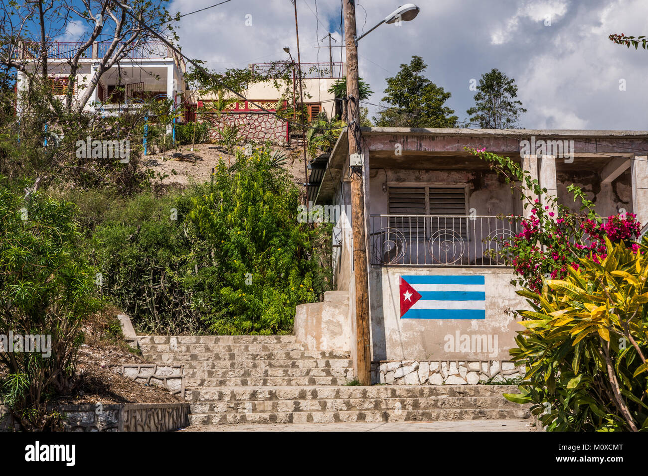 Rebuilt houses on Grandma Island after hurricane damage in Santiage de ...