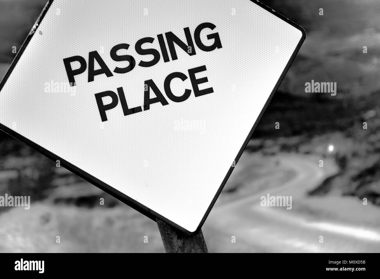 Single track road with passing places Black and White Stock Photos ...