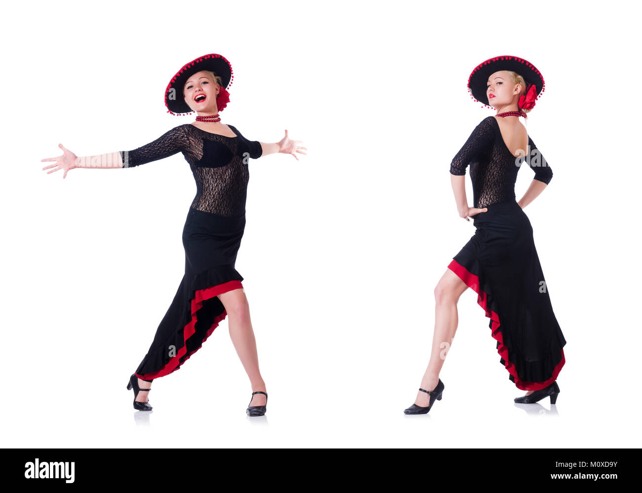 Woman dancing spanish dance isolated on white Stock Photo - Alamy